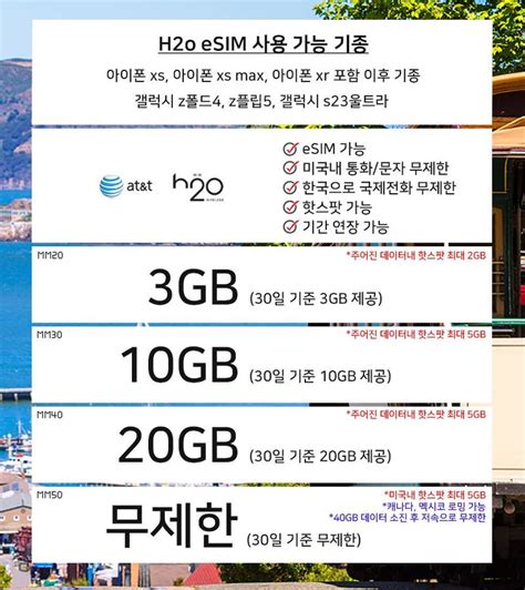 Esim 미국유심 H2oatandt 미국내 통화 문자 데이터 무제한 줌줌투어 미국 La