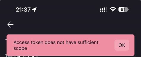 Cannot Login After Updateaccess Token Does Not Sufficient Scope