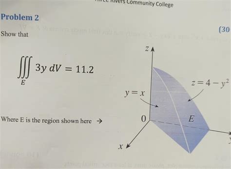solved problem 2show that 30∭e3ydv 11 2where e ﻿is the