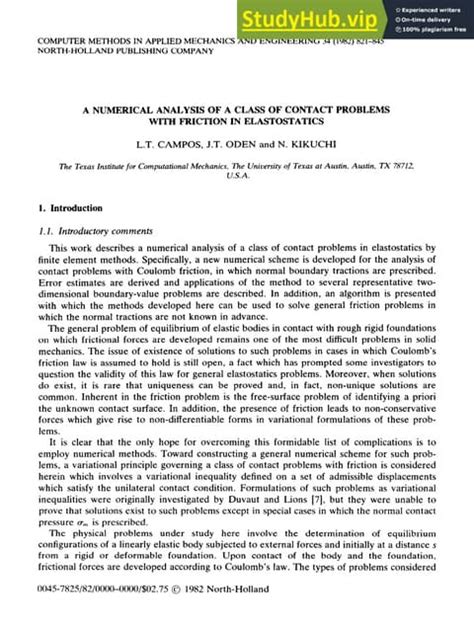 A Numerical Analysis Of A Class Of Contact Problems With Friction In