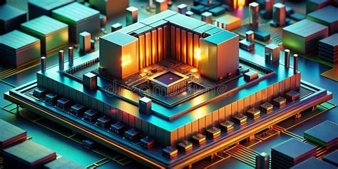 Unveiling The Inner Workings Of A Modern Computer Chip An Isometric Exploration Of Cpu