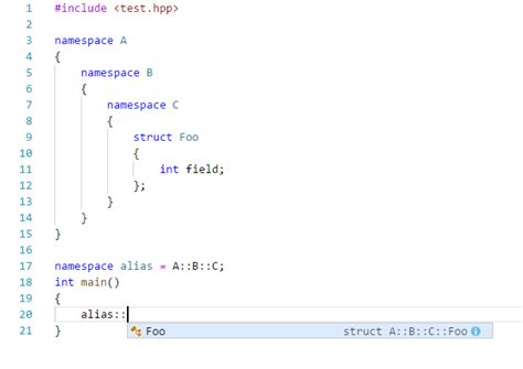 Namespace Alias · Issue 387 · Microsoftvscode Cpptools · Github