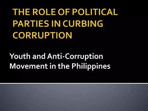 Youth And The Anti Corruption Movement In The Philippines Pptx