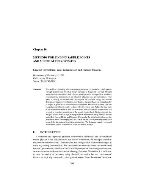 Pdf Methods For Finding Saddle Points And Minimum Energy Paths
