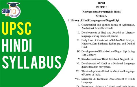 UPSC Hindi Literature Syllabus for IAS Mains, Download PDF