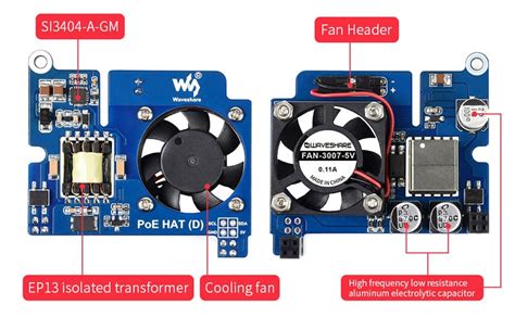 Waveshare Power Over Ethernet HAT D Pi 3B 4B Buy In Australia CE07897 19532 Core