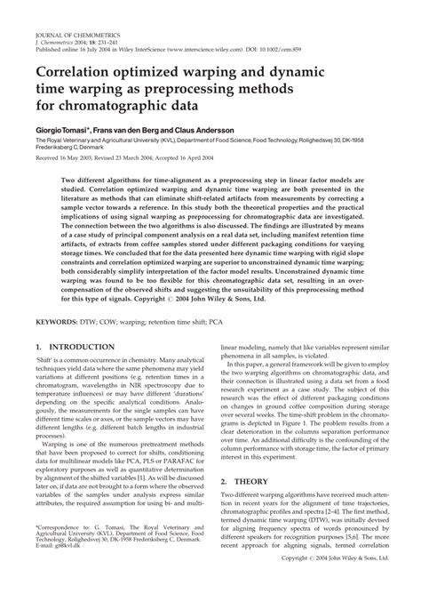 pdf correlation optimized warping and dynamic time warping as