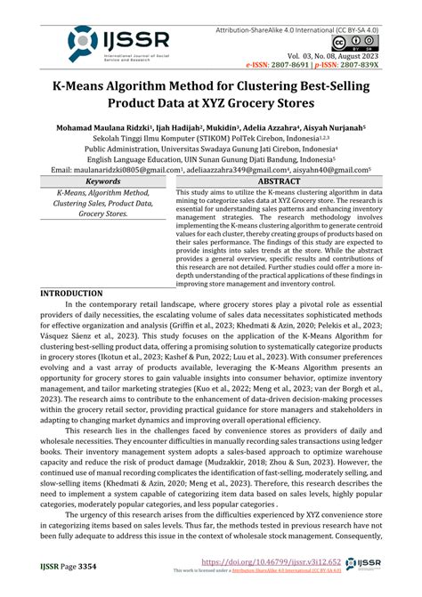 Pdf K Means Algorithm Method For Clustering Best Selling Product Data
