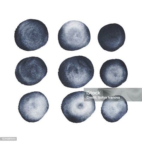 손으로 그리기 수채화 추상적 인 검은 원 점 브러시 스트로크 포스터 인쇄 카드 패턴 디자인 배경에 사용 검은색에 대한 스톡 벡터 아트 및 기타 이미지 Istock