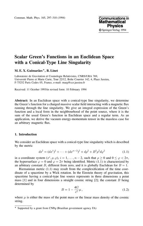 pdf scalar green s functions in an euclidean space with a conical