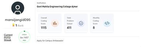 Mansi Jangid On Linkedin Geeksforgeeks Coding Dsa Empowerananya 10 Comments