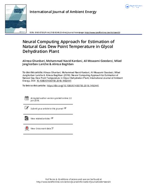 Pdf Neural Computing Approach For Estimation Of Natural Gas Dew Point