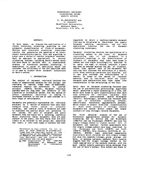 Pdf Hierarchic Document Classification Using Wards Clustering Method