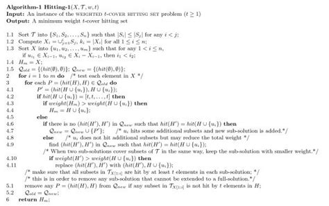 algorithm for solving the weightedt cover hitting set problem