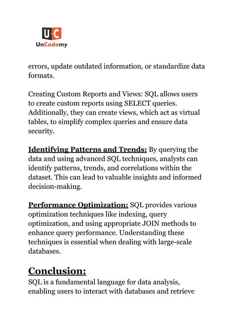 Using Sql For Data Analysis Querying And Manipulating Databasespdf