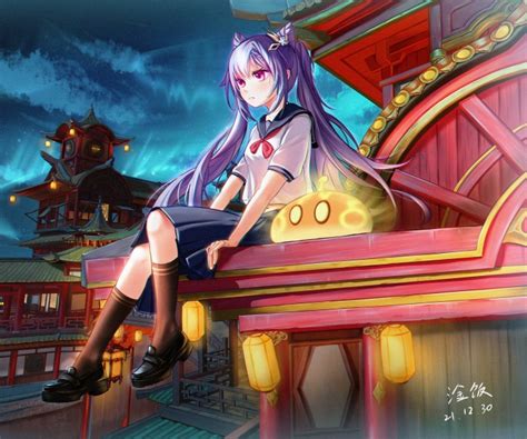 X Resolution Keqing And Slime Genshin Impact X Resolution Wallpaper Wallpapers Den