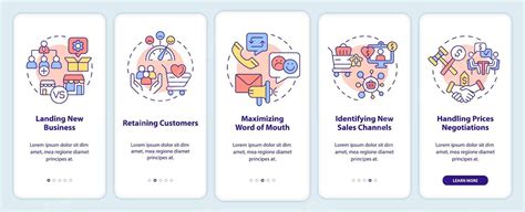 Business Sales Problems Onboarding Mobile App Screen Commerce Customer Infographic Vector