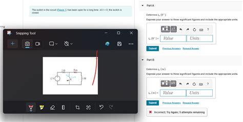 Solved The Switch In The Circuit Figure Has Been Open Chegg