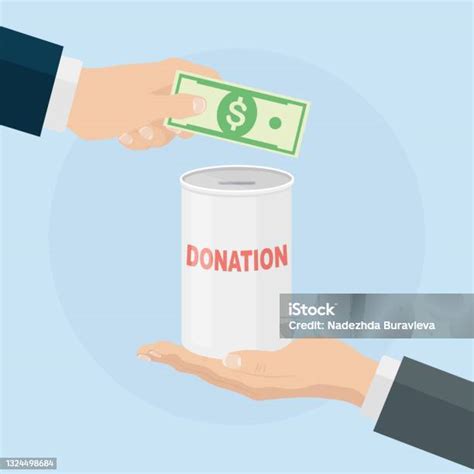 손으로 퍼팅 동전 항아리에 현금 기부 기부 기부 자선 자원 봉사 개념 백그라운드에서 격리된 기부 상자입니다 벡터 일러스트레이션 Charitable Foundation에 대한