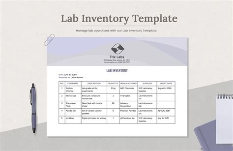 laboratory inventory template