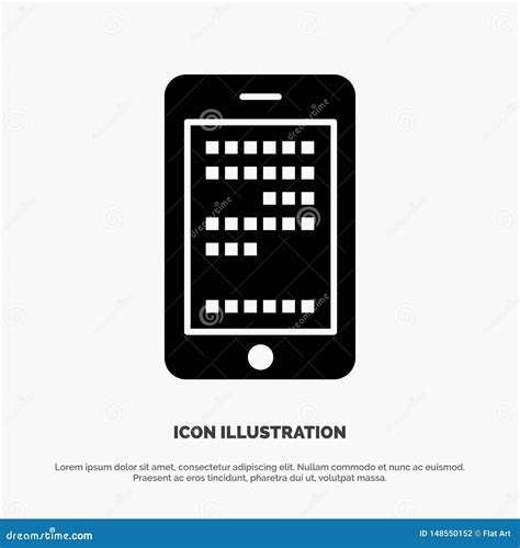 Mobile Education Cell Coding Solid Black Glyph Icon Stock Vector