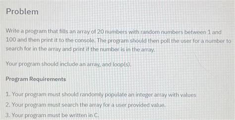 Solved Write A Program That Fills An Array Of 20 Numbers