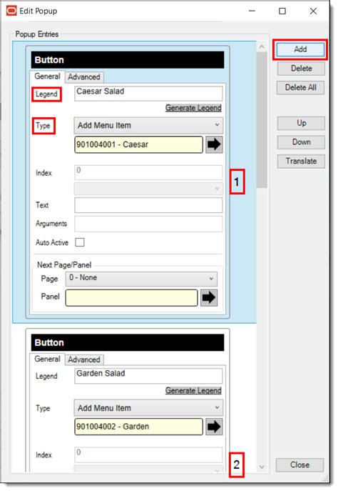 configuring a local pop up menu for mobile hht touchscreens
