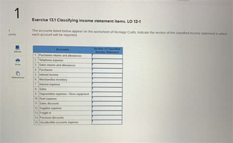 solved exercise 13 1 classifying income statement items lo