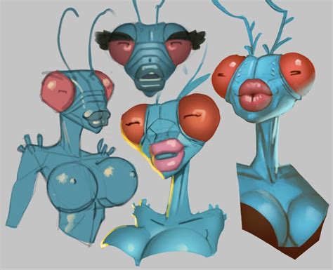Rule 34 4girls Alien Alien Girl Alien Humanoid Antennae Authorialnoice Big Breasts Big Eyes