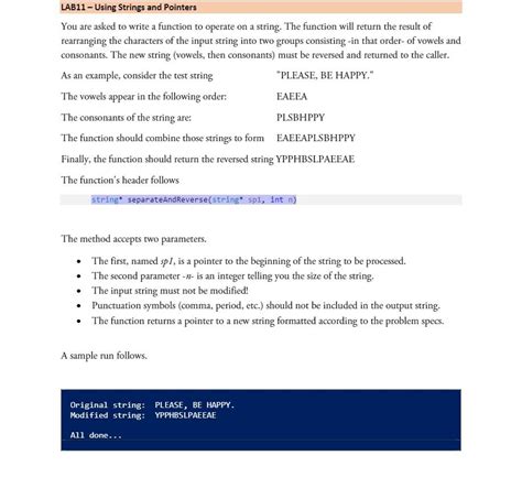 Solved Lab11 Using Strings And Pointers You Are Asked To