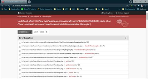 Undefined Offset · Issue 233 · Mediconesystemslivewire Datatables