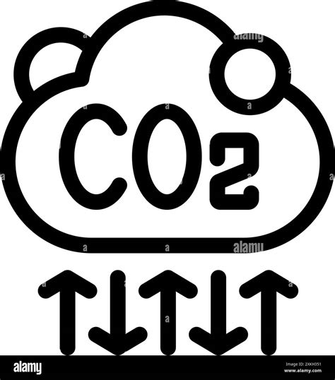 Line Art Icon Of A Co2 Cloud Showing Carbon Emissions Both Increasing And Decreasing Stock