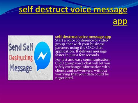 Ppt Self Destructing Message App Android Powerpoint Presentation