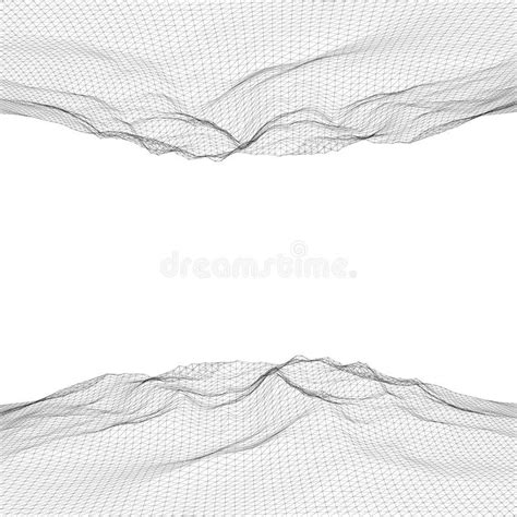 Wireframe Abstract Ocean Landscape Stock Illustrations 173 Wireframe