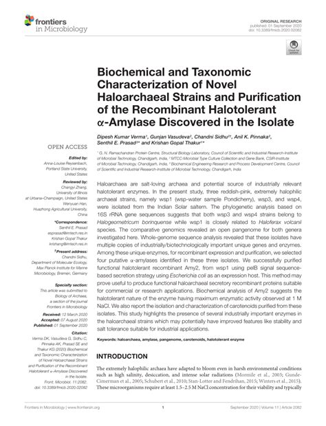 Pdf Biochemical And Taxonomic Characterization Of Novel Haloarchaeal