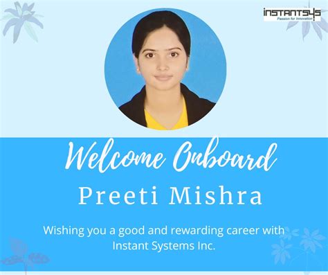 Instant Systems Inc On Linkedin Welcome Onboard Preeti Mishra 🎈🎉