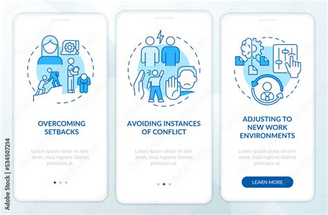 Resilient Employees Blue Onboarding Mobile App Screen HR Leadership Walkthrough Steps