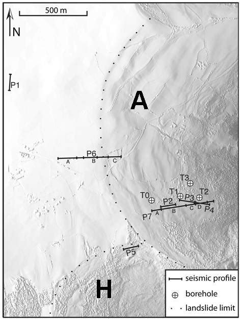 7 Shaded Lidar Derived Dem With Location Of The Seismic Profiles P1 To Download Scientific