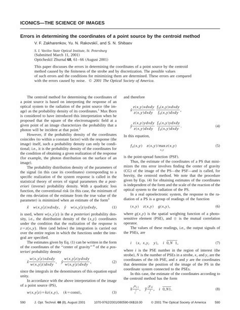 pdf errors in determining the coordinates of a point source by the