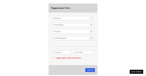 Register Form React Codesandbox