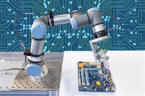 Premium Photo Industrial Robot Installing A Computer Chip