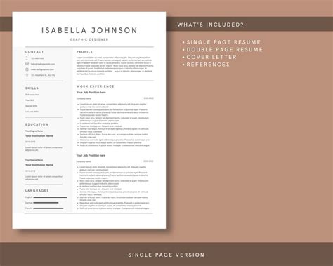 Resume Template Minimalistic Resume Template Instant Download Cover