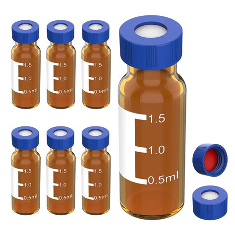 ویال های 2ml Autosampler با درپوش ، آزمایشگاه آمبر ویال 100 قطعه ، ویال