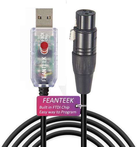 buy feanteek usb to dmx cable rs485 adapter converter 3pin xlr female