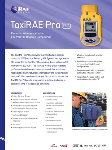 Toxirae Pro Pid Datasheet Download Free Pdf Volatile Organic Compound Computing And