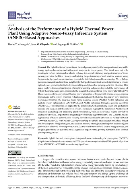 Pdf Analysis Of The Performance Of A Hybrid Thermal Power Plant Using