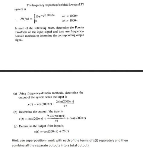 solved 0 the frequency response of an ideal lowpass lti