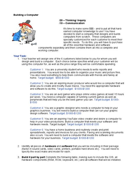 Building A Computer Assignment Pdf Computer Hardware Brand