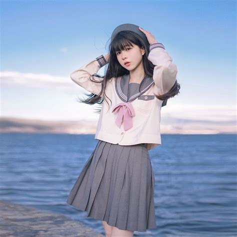 樱花家族原创jk制服水手服【椿岐女子】灰粉冬服长袖套装女秋冬 虎窝淘