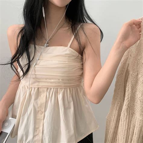 슈가파우더 블라우스버전 유리알 스모크 끈나시 뷔스티에 블라우스슈가파우더 위시버킷